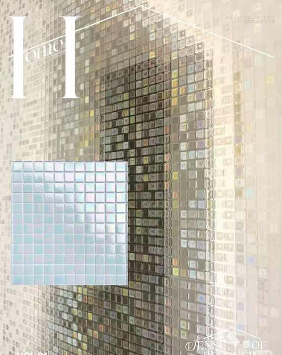 Hot Sale Blue Pearlescent Swimming Glass Pool Mosaic Tiles Blue Color ...