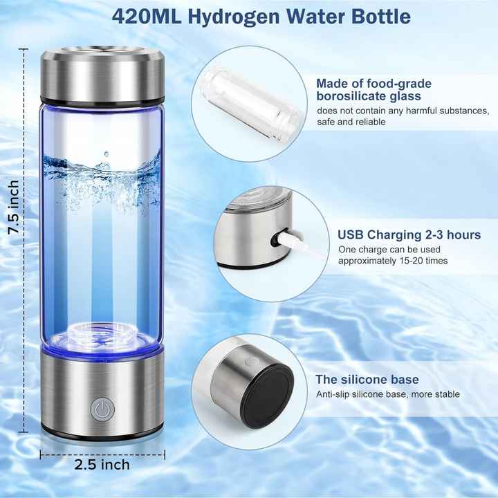 1000ppb Smart Hydrogen Water Bottle Portable Electric Hot Water Cup with SPE & PEM Technology ...