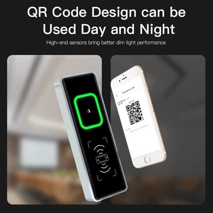 Thinmoo 44mm Ultra Narrow QR Code Indor Outdoor Metal Access Control With Dynamic Coding for ...