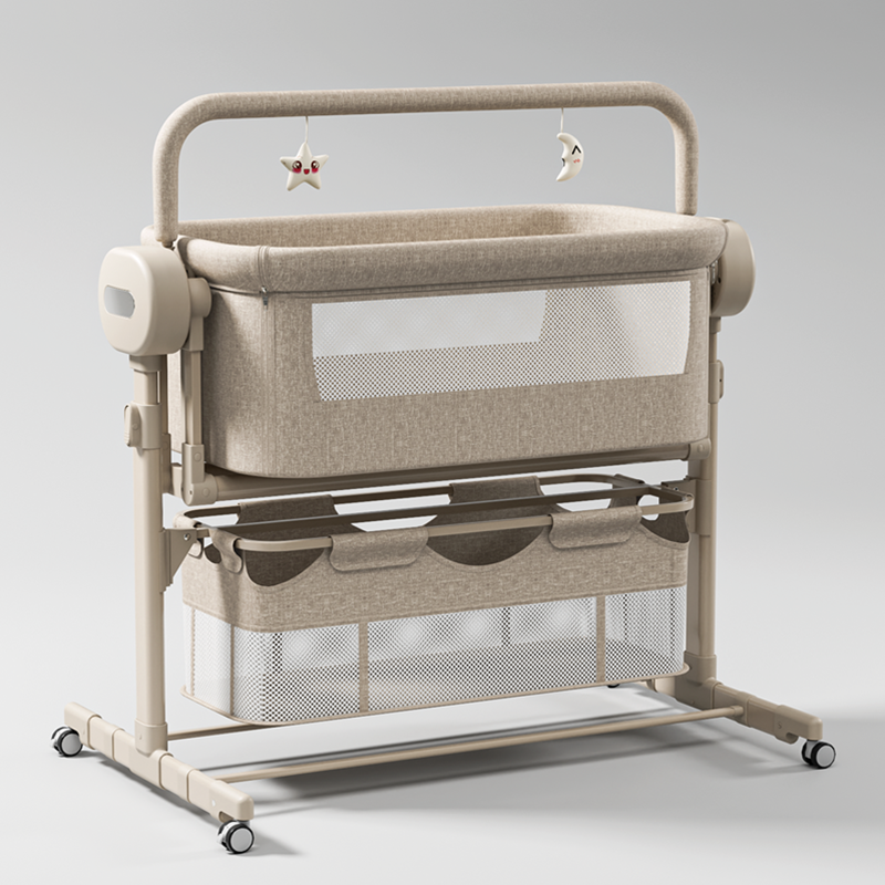 Baby Electric Horizontal Rocking Crib Foldable Height-Adjustable ...