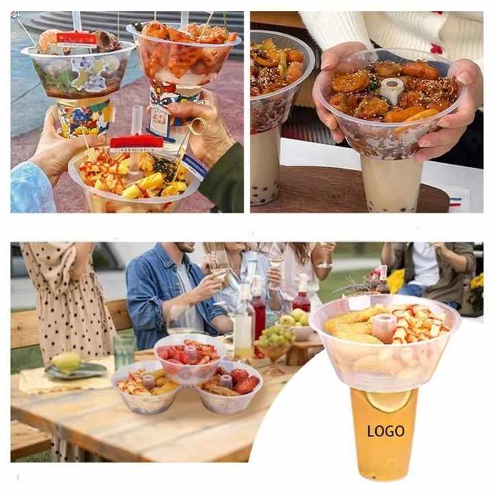 HANYONG Food Grade Disposable Plastic Cups With Snack Bowl Food and ...