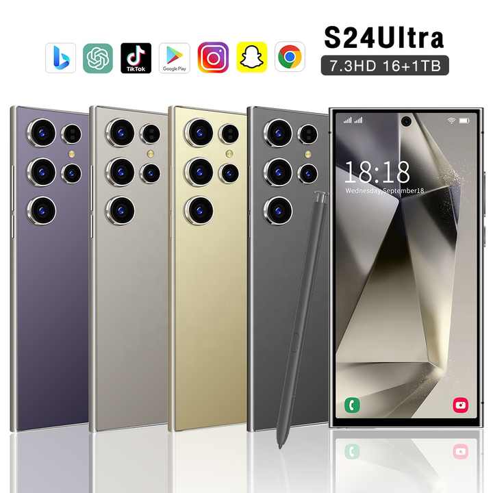 Original S24 Ultra Android 14 5G Unlocked Cell Phone 7.3 Inch HD Screen 16GB+1TB Dual Sim GSM ...