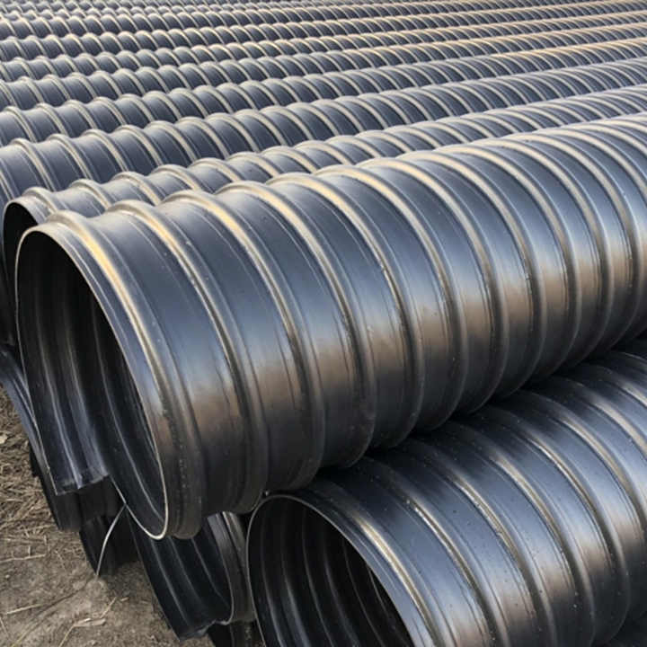 HDPE Large Diameter Steel Belt Spiral Drain Pipe SN16 SN8 200mm-1200mm PE Material Moulding ...