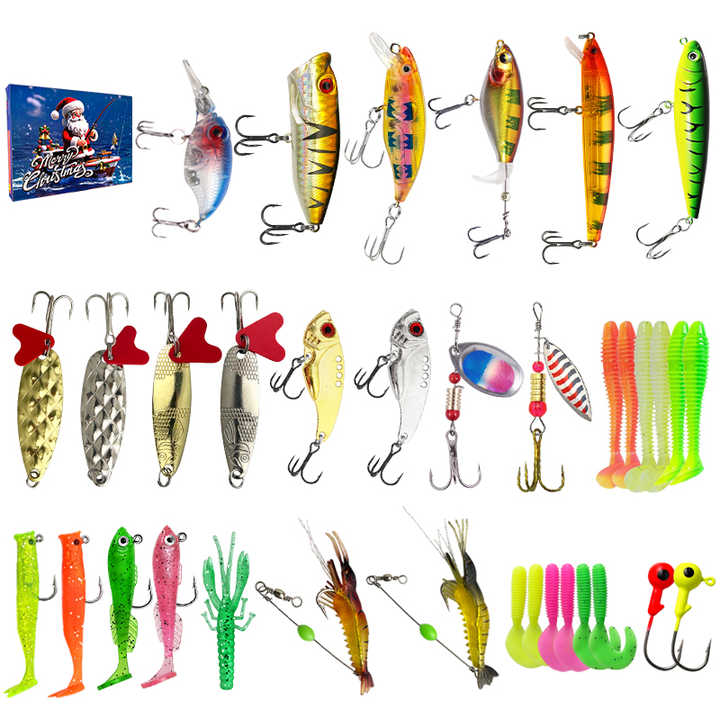 Christmas Special Fishing Lures Kit 24pcs/set Metal Spinner Lures Baits ...