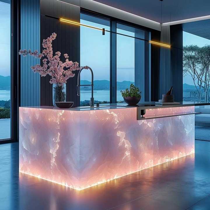 Glow Jade Stone Kitchen Island - Modern & Durable Countertop