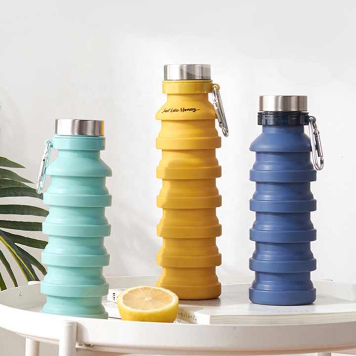 HAERS Eco-Friendly Foldable Silicone Water Bottle for Travel & Hiking