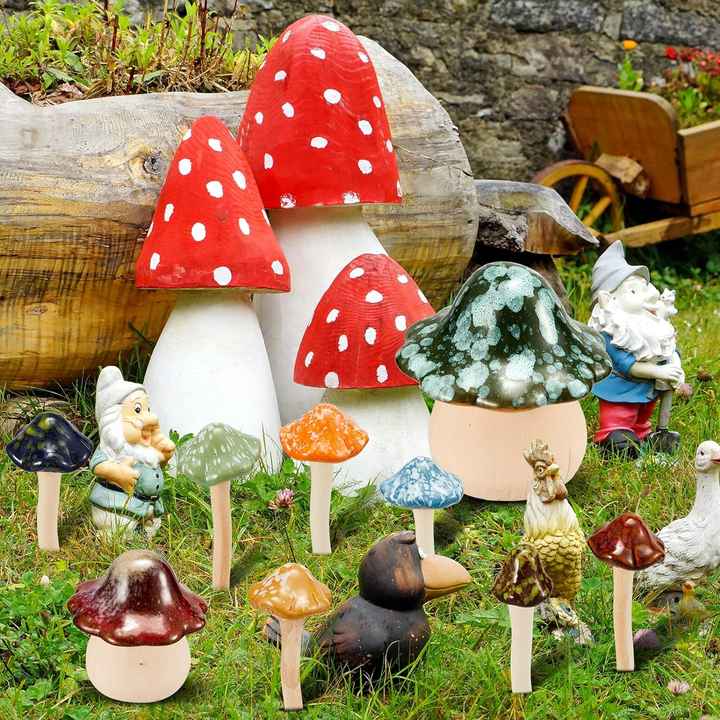 Ceramic Mushroom Statue Ceramic Garden Mushrooms Figurine Decorative ...