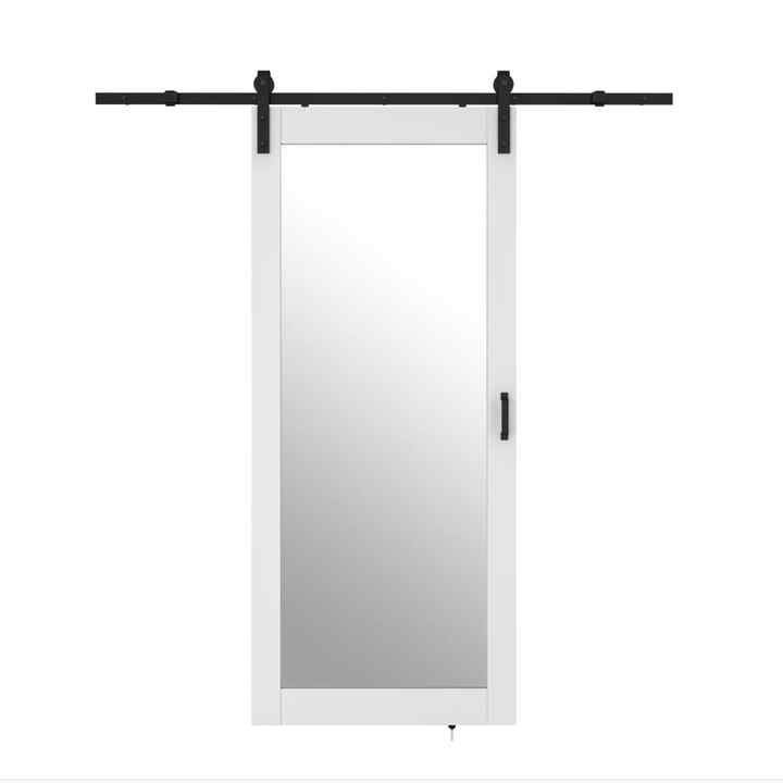Black Farmhouse Mirror Barn Door Style Rectangle Solid Wood Frame Wall ...