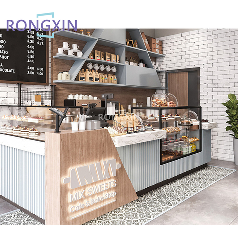 Modern Bubble Tea Shop Counter Design - Stone Dessert Bar