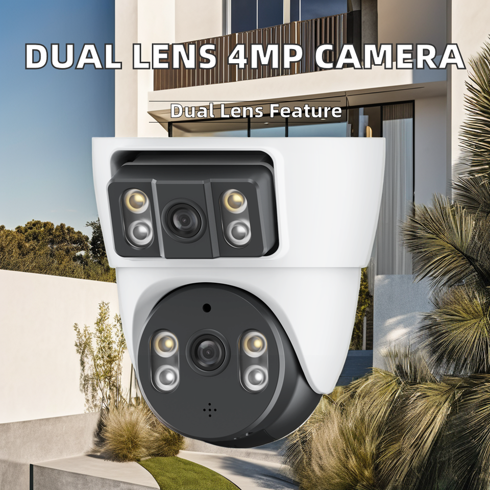 4MP Dual Lens Dome Camera with Wifi Two-Way Audio for Indoor Use Night ...
