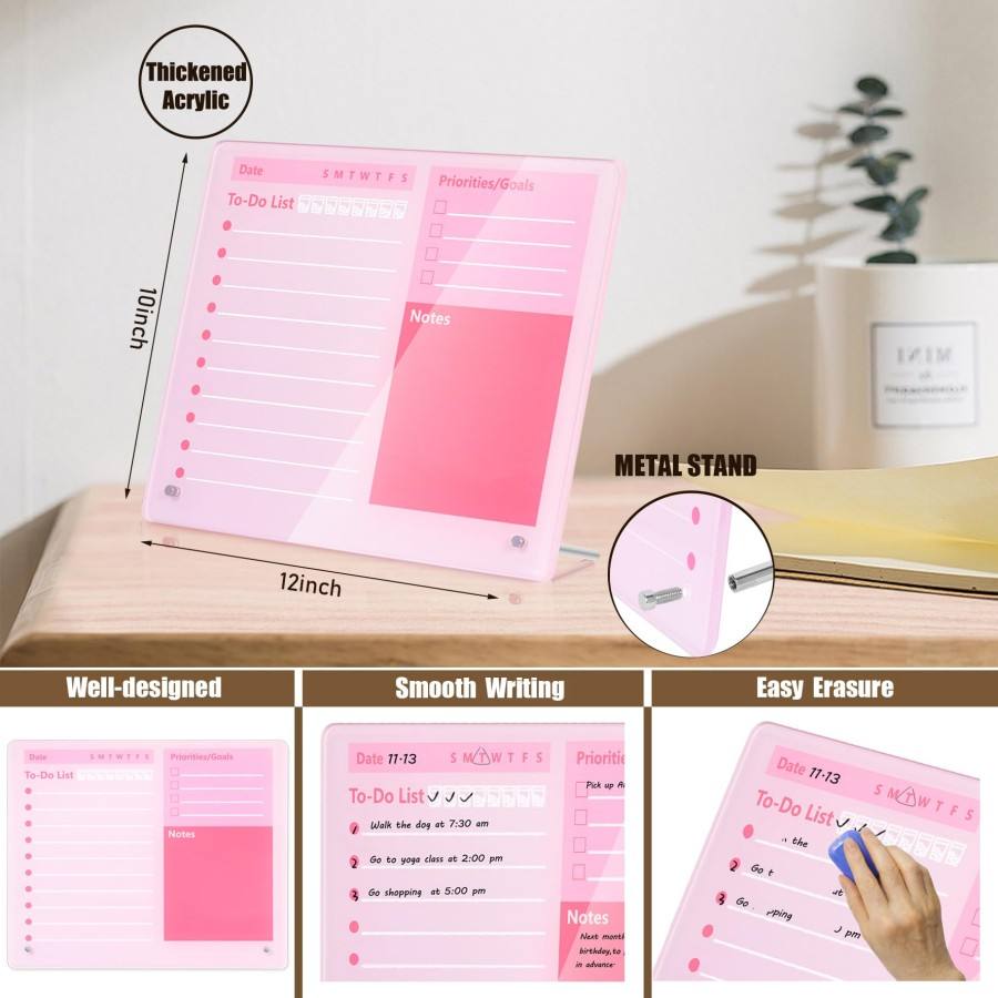 Desktop Thickened Acrylic Dry Erase Board Frameless Planner Board ...
