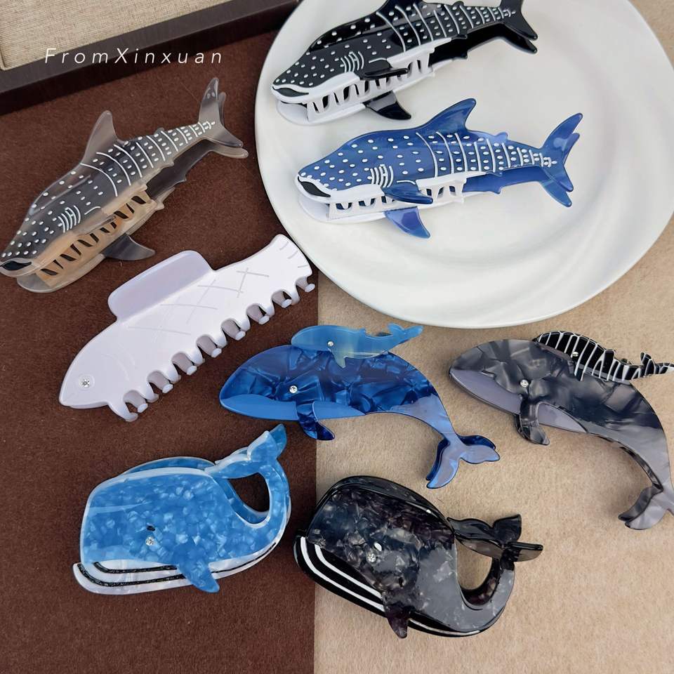 Cute Whale Shark Claw Clips Acetate Hair Clips Blue Marine Animal Hair ...