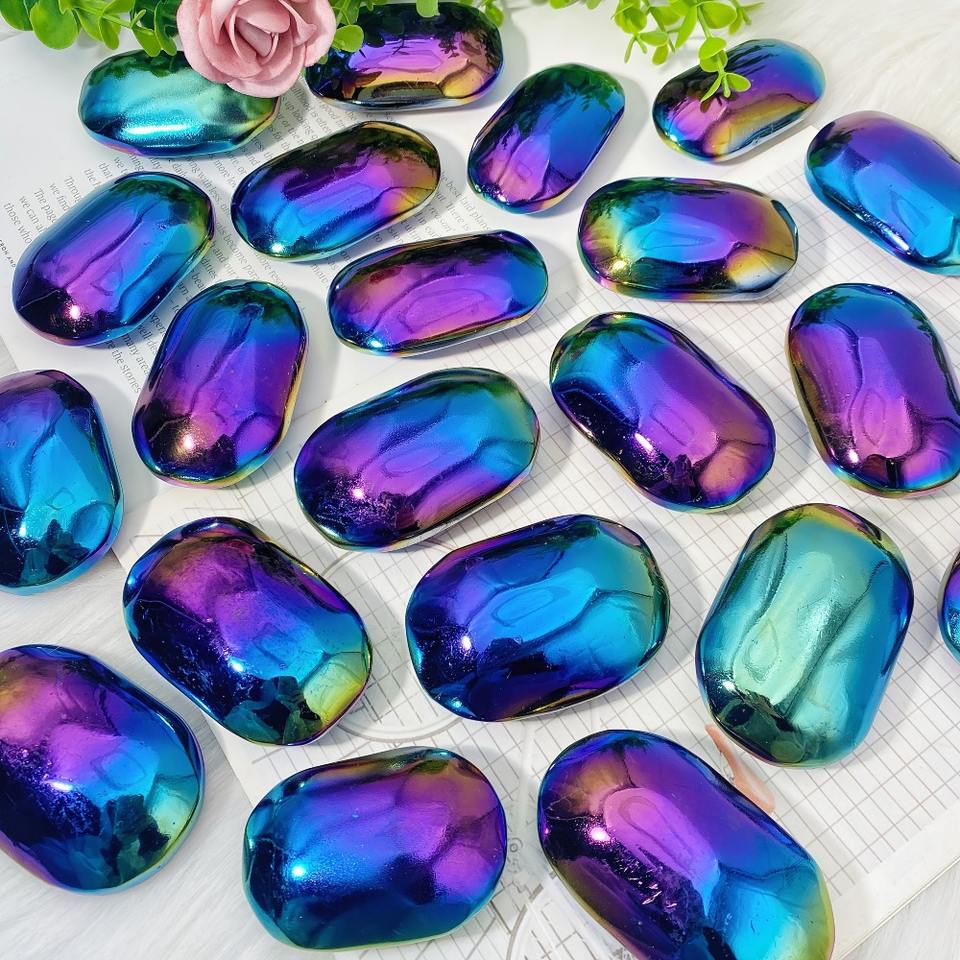 Wholesale Polishing Bohemian Style Aura Obsidian Palm Stone Crystal ...