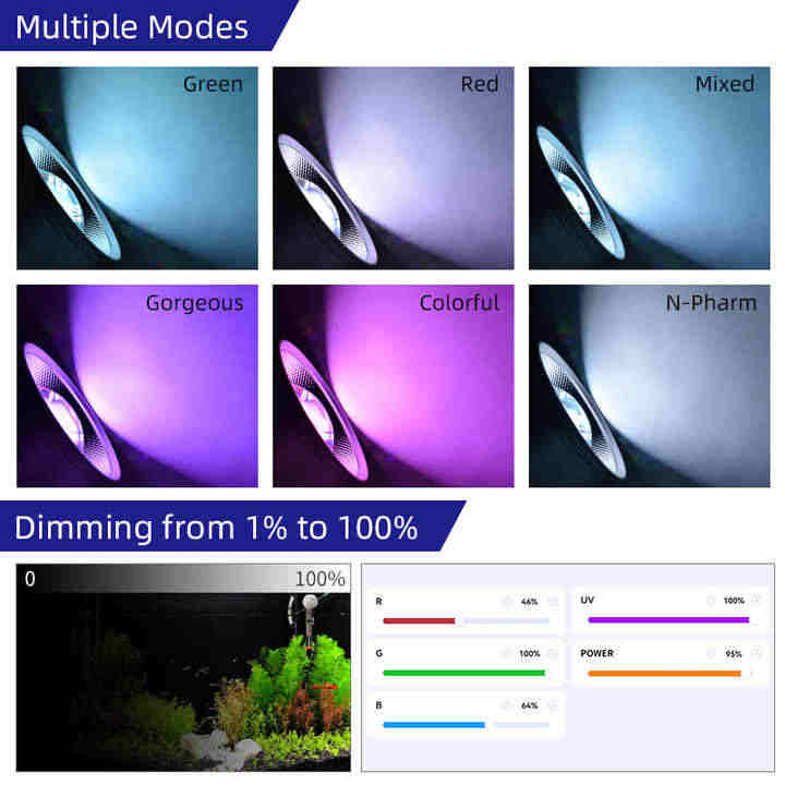 WEEK AQUA T90 Series LED Aquarium Lighting - 90W RGB+UV