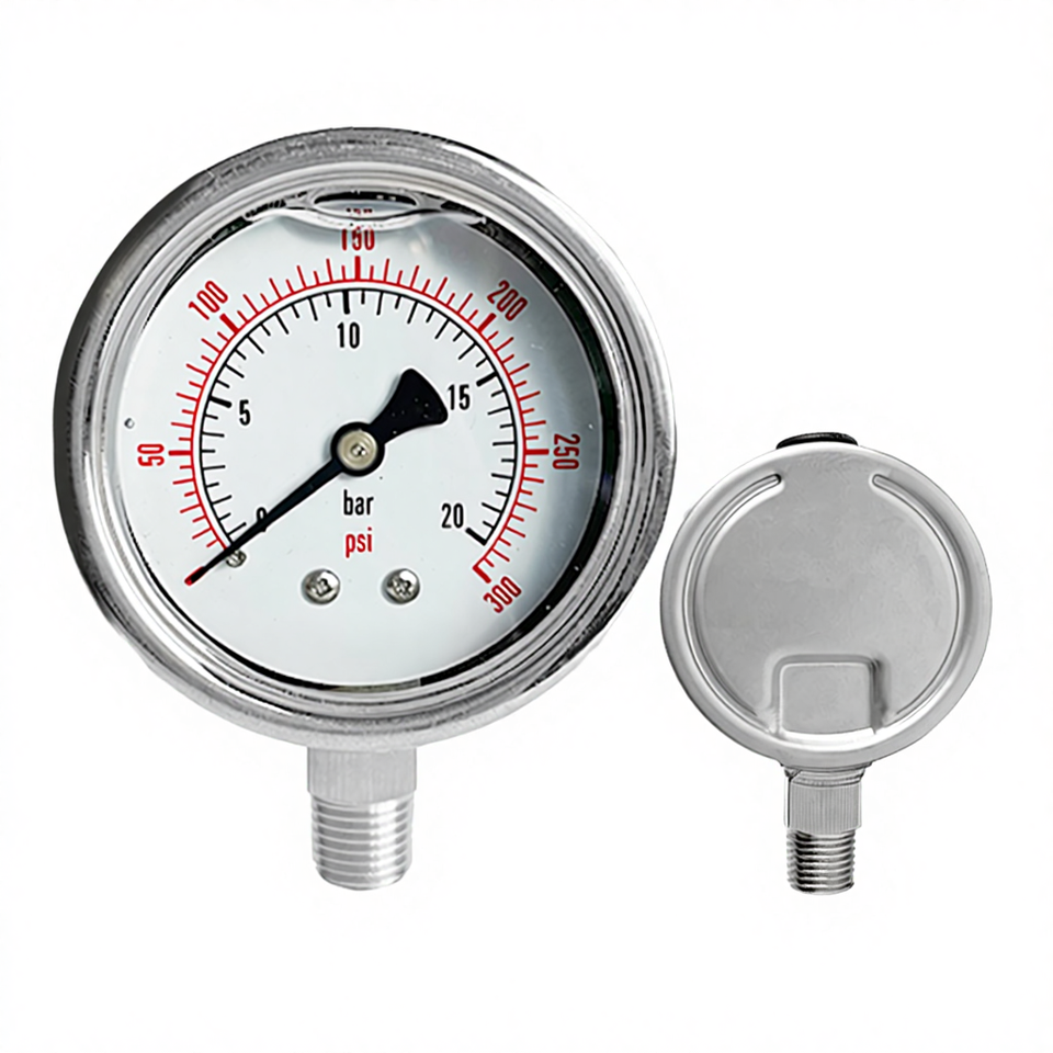 AKS Factory Price 0-20bar DN65 Stainless Steel Pressure Gauge with 1.6% ...