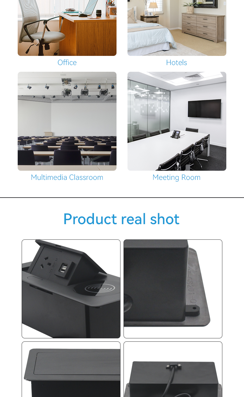 Table Power Box for Office Furniture phone iphone AC outlet Usb QI 15 W ...