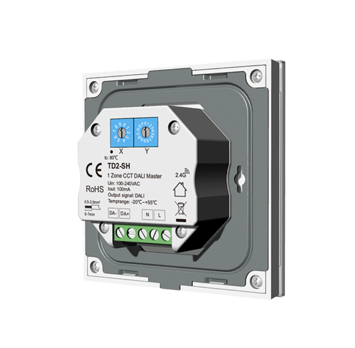 SKYDANCE TD2-SH 100-240VAC DALI DT8 Touch Glass Slide Panel DALI Bus ...