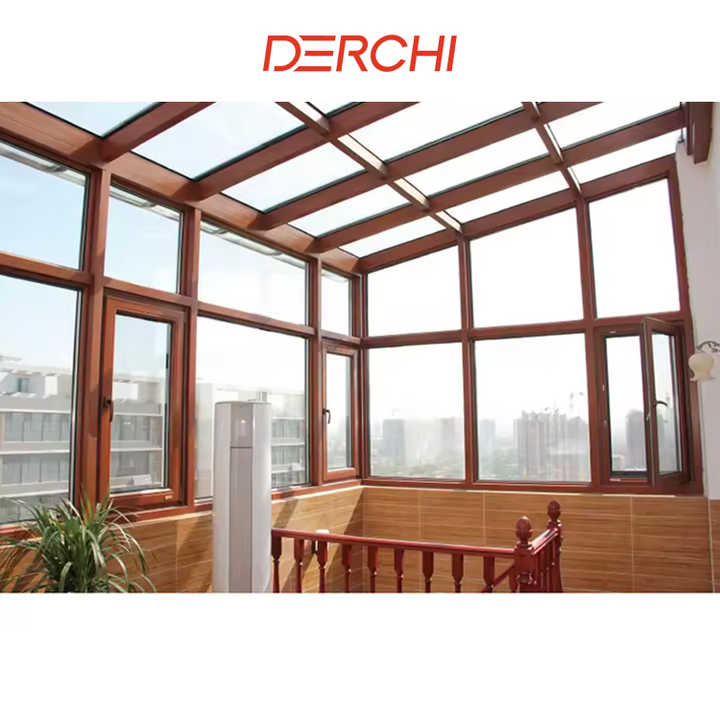 Modern Balcony Outdoor Curved Glass Sunrooms by DERCHI