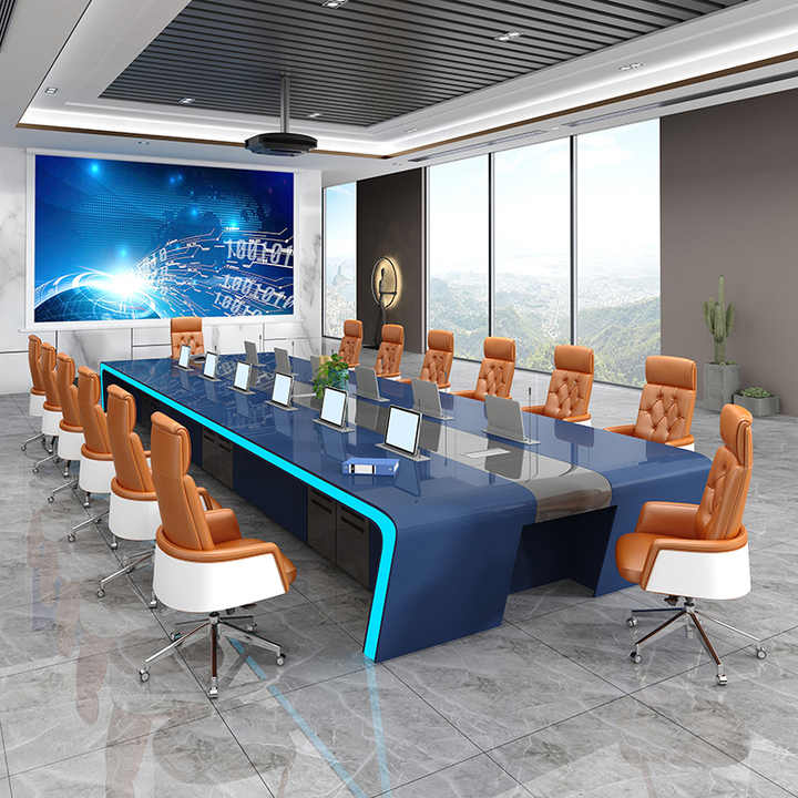 Luxury Modern Steel Rectangular Meeting Table Large Wood Council ...