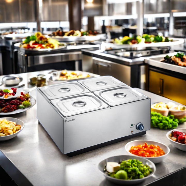 Furnotel 4 Pans Bain Marie Food Warmer Buffet Equipment Table Top ...