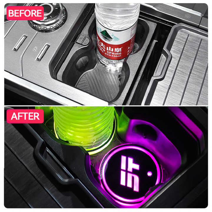 Trendy RGB Smart Sensor Cup Holder Light Glowing LED Car Coaster Anti ...