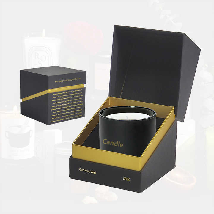 Black Luxury Scented High End Square Paper Cosmetic Candle Packaging ...