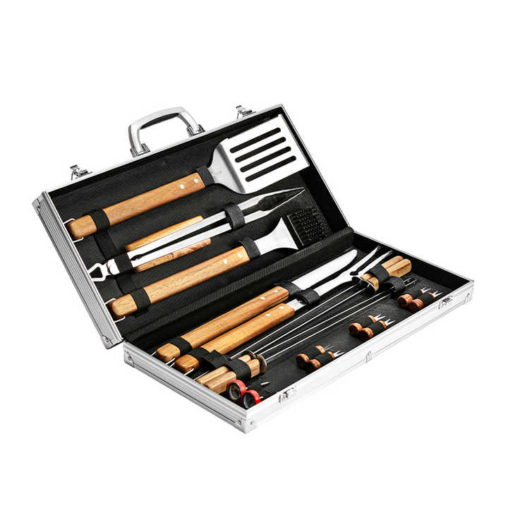 REDFOX Barbecue Toolbox With 18 Pieces - Outdoor Barbecue Skewers and ...