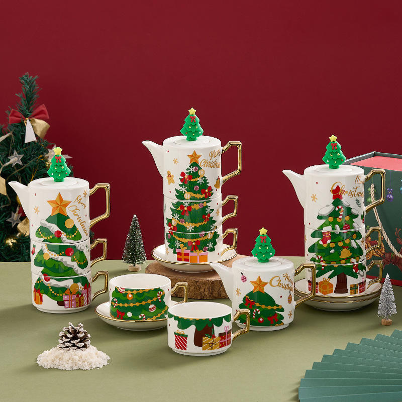 Ins Christmas Creative Gold-plated Ceramic Cup Home Breakfast Milk ...