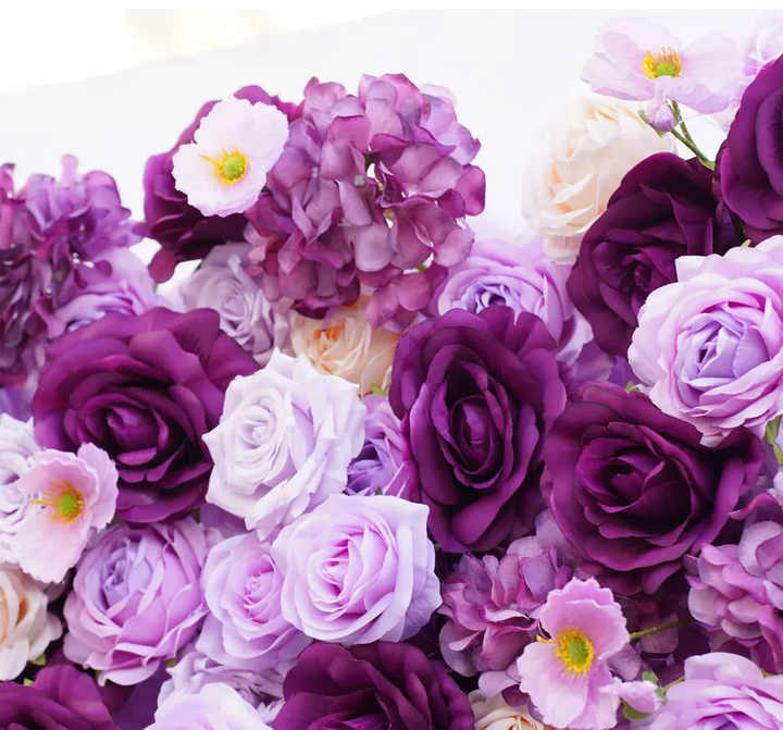 5D Purple Outdoor Wedding Backdrop Decor Rose Hydrangea Rolling Up ...