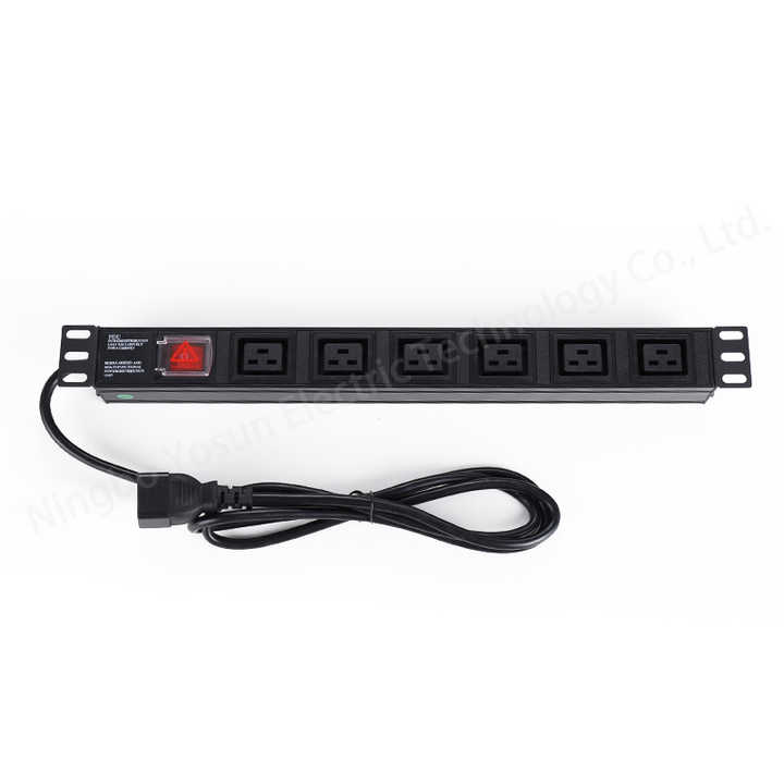 19" 1u Iec C19 Pdu Socket 6way With Switch For Server Room C20 Plug ...