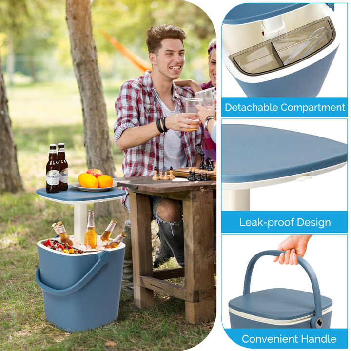 Outdoor Cooler Table, 4 Gallon Portable Cooler Side Table with Handle ...