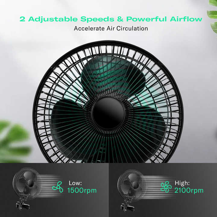 Sinowell Hydroponic 6 Inch Oscillating Clip Fan for Grow Tent