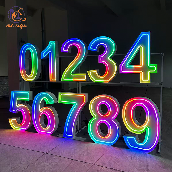Full Set 0-9 Custom RGB Color Changing 3D LED Marquee Number Letter for ...