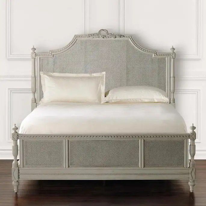 Natural rattan bedroom big hotel rattan double bed furniture cane bed ...