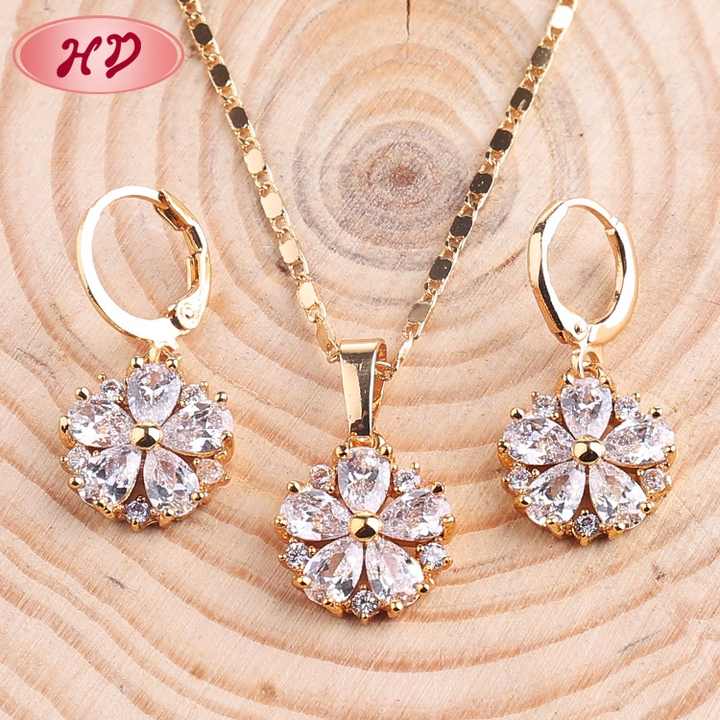18K Gold Plated Bridal Earrings and Necklace Set | Custom Fine Jewelry ...