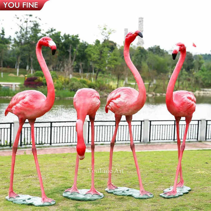 Outdoor Garden Life Size Resin Flamingos Statue Sculpture