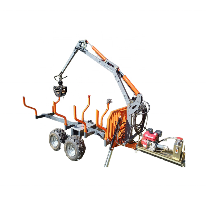 RIMA ATV Log Trailer with Crane - 1.5 Ton Wood Log Loading