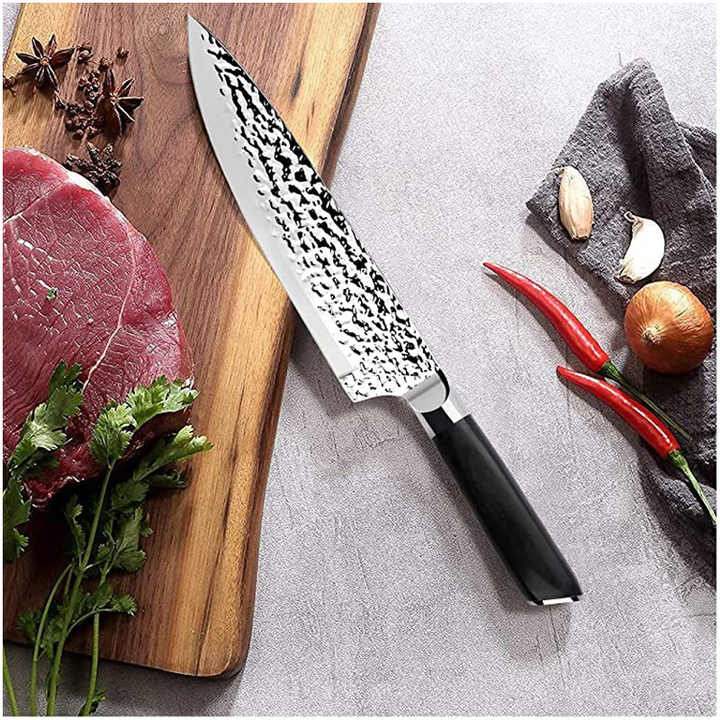 Handmade Traditional Chef Knife Set Carbon Steel Blades with Ebony Wood ...