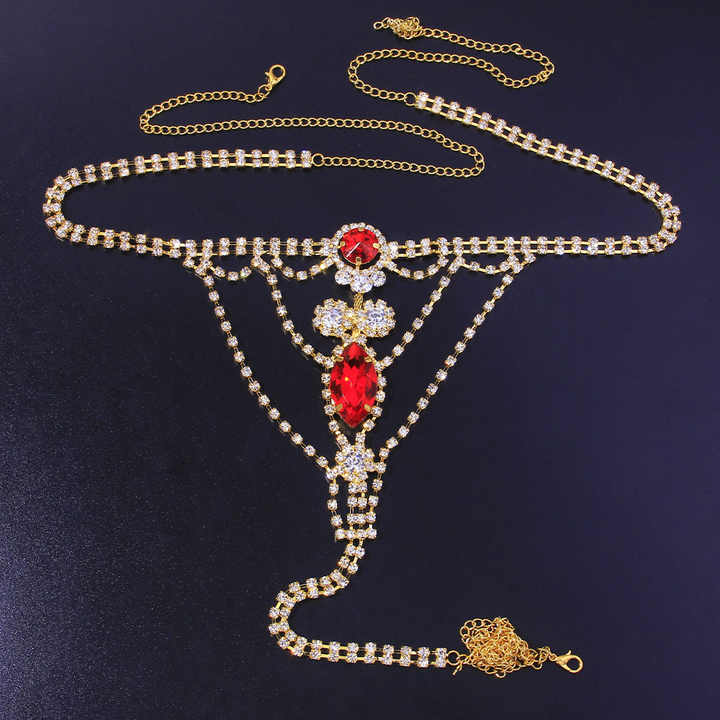 Sparkling Rhinestone T Shape Body Chain - Fashion Accessory