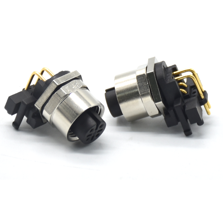 4 Pin Waterproof Cable Connector Panel Mount Right Angle Stainless ...