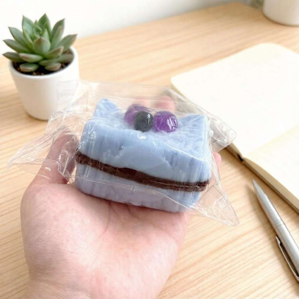 Double Layer Toast Blueberry Squishy Toy Soft TPR Quick Rebound Sensory ...
