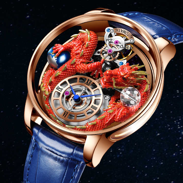 Gambling Disk Rotate Mens Mechanical Watch - Custom Made