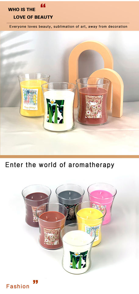 Custom 280g Glass Soybean Wax Handmade Pillar Candle Decorative ...