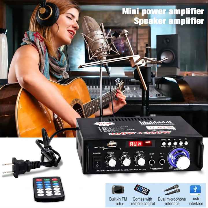 Small Digital Power Amplifier Hi-Fi Stereo Audio Amplifier MP3 FM ...