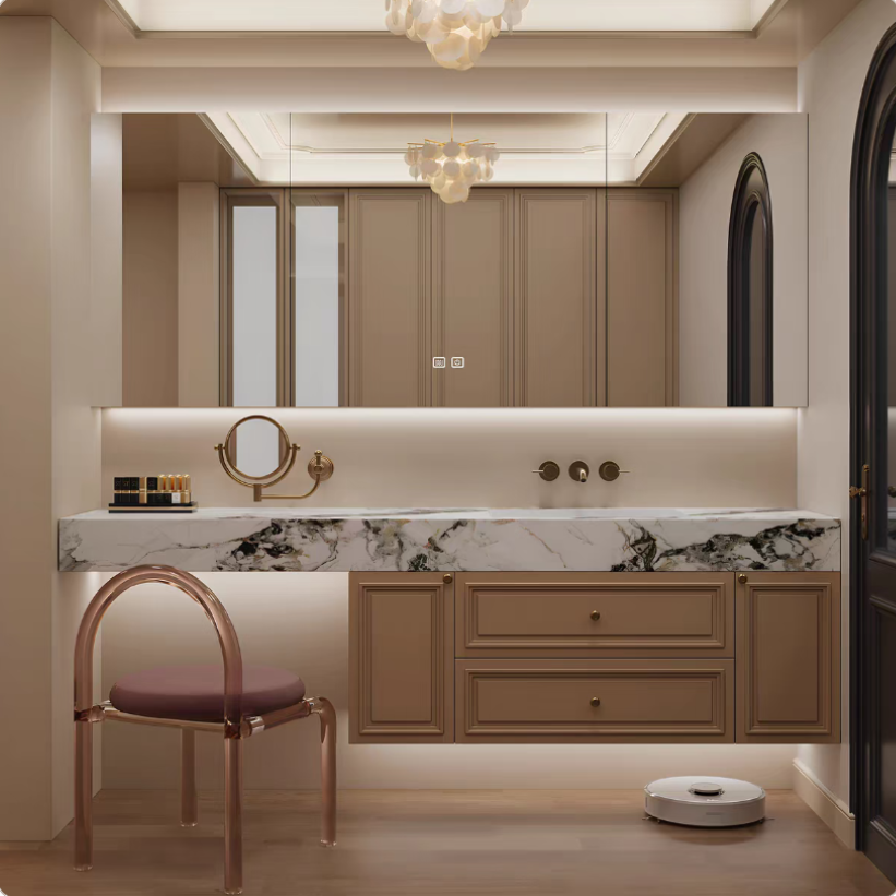 Modern Villa Bathroom Cabinet with Wall-Mounted Smart Mirror Integrated ...