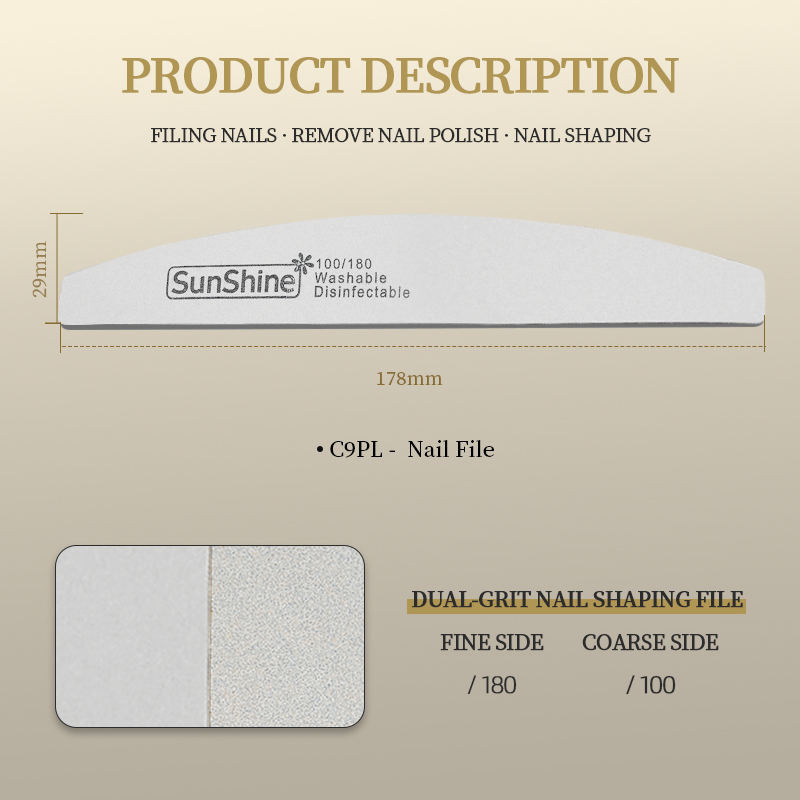 OEM Custom Logo Half Moon Nail Files 100/180 Grit Double Sided Files ...