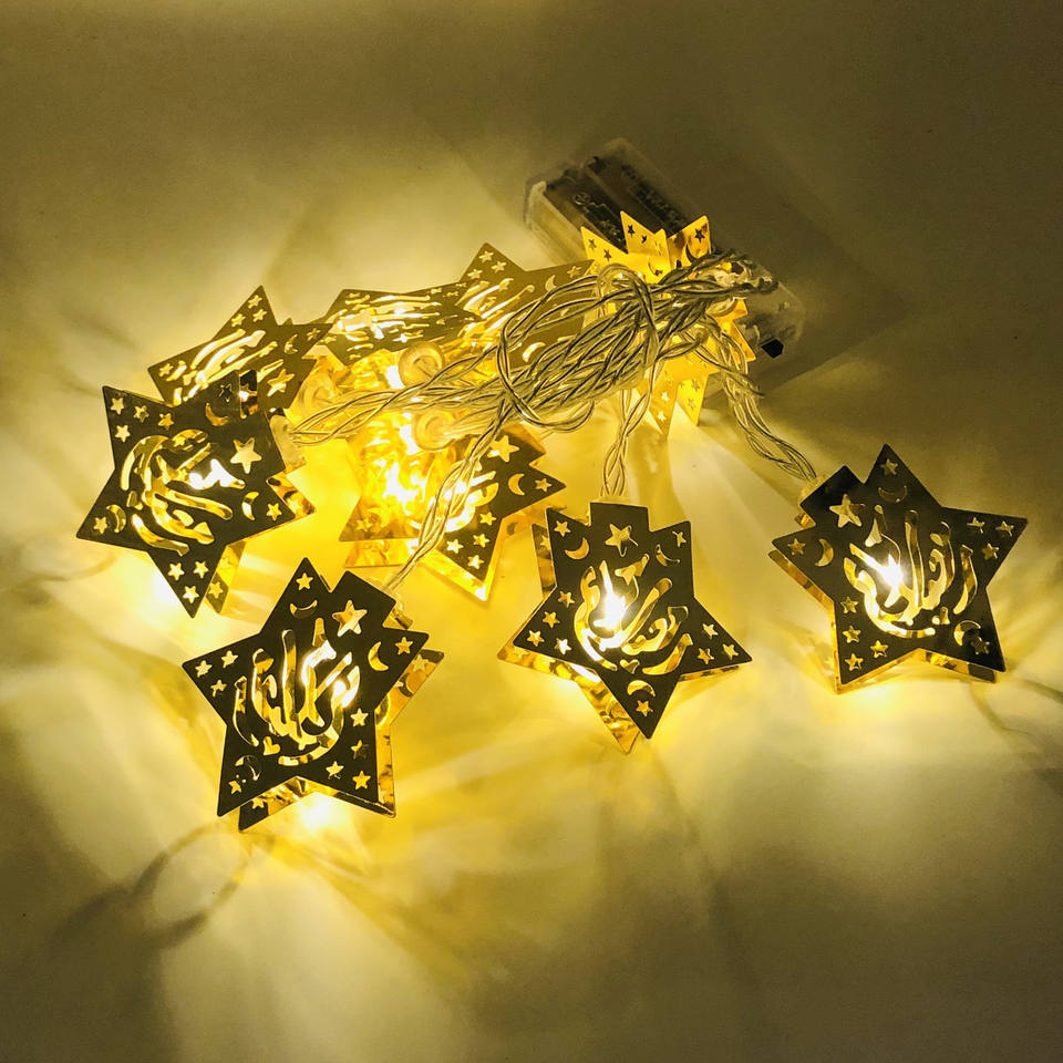 Ramadan Yellow Color LED Star Moon Shape Party Decoration