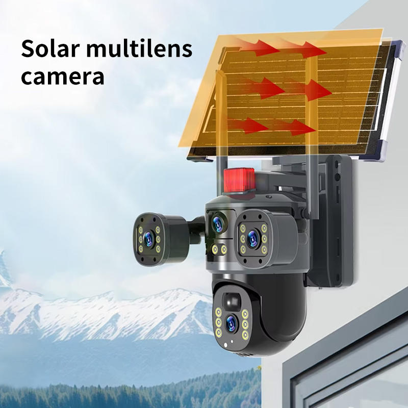 V380 4Lens 3 Screens 8MP 4K Outdoor Security Network Camera 4G Sim Card ...