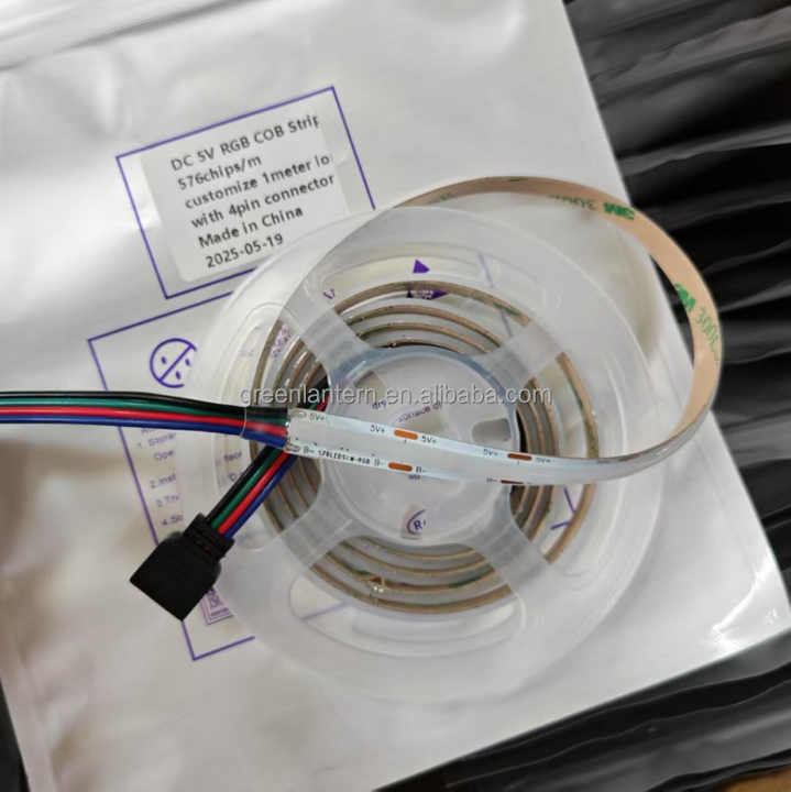 DC 5V COB Color Changing RGB Led Strip Light 576leds/m 4 Pin Connectors ...