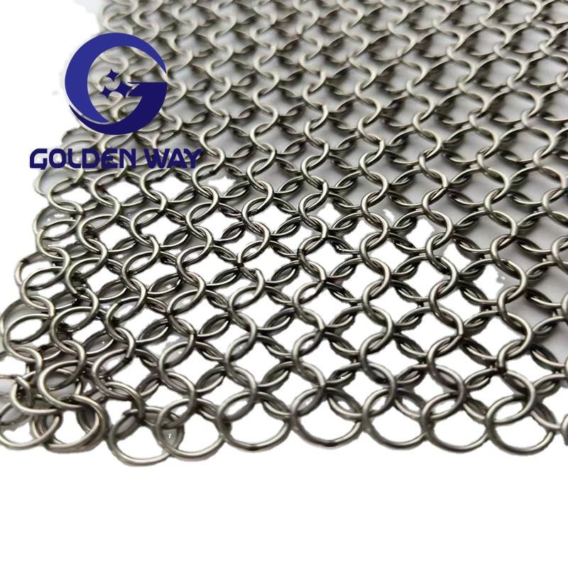Gold Silver 316 Stainless Steel Decor Chain Mail Fabric Ring Wire Mesh ...